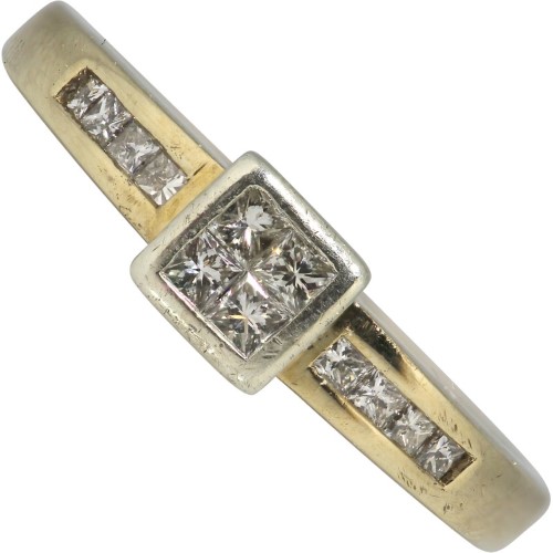 1 Chipped 9ct Yellow Gold Ladies Diamond Diamond Ring Size O 0.28ct TDW ...